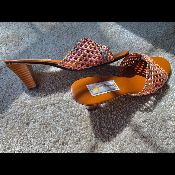 butterflies | Shoes | Vtg Cottagecore Woven Mesh Kitten Heel Sandals ...